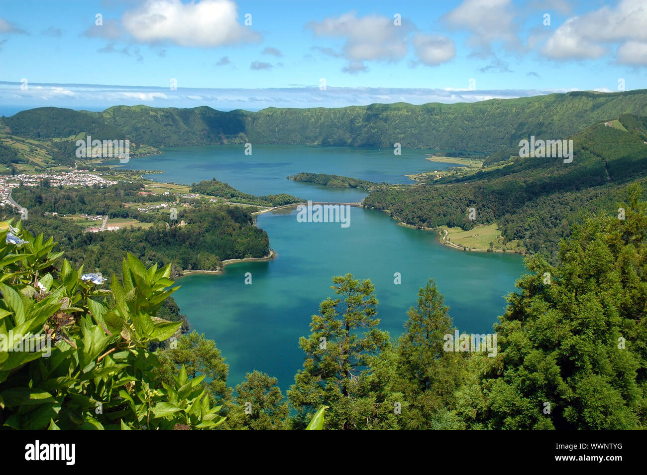 Lagoa das Sete Cidades (Seven Cities Lagoon), in Azores, Sao Miguel ...
