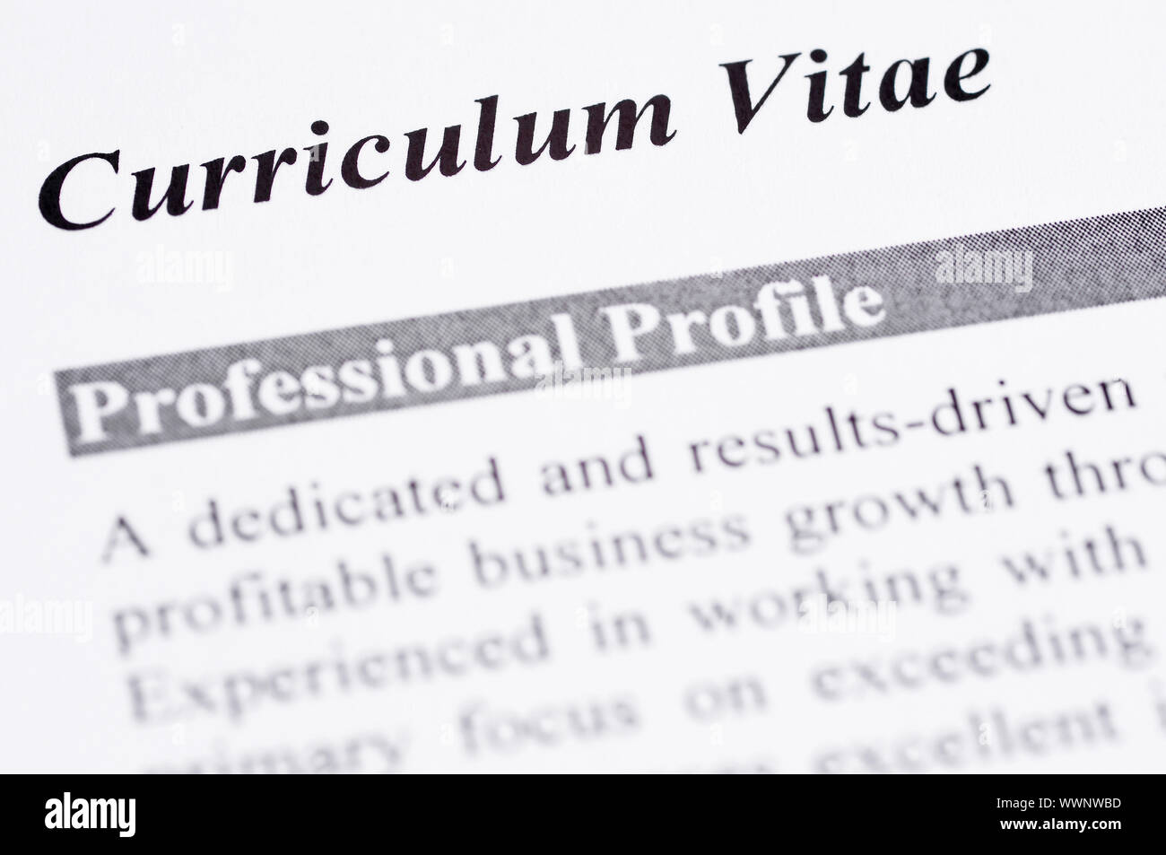 Curriculum vitae form hi-res stock photography and images - Alamy