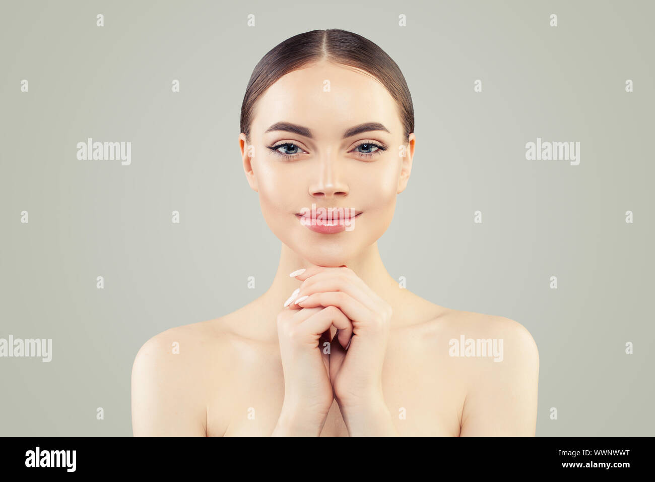 Pretty model woman portrait. Healthy girl with clear skin Stock Photo ...