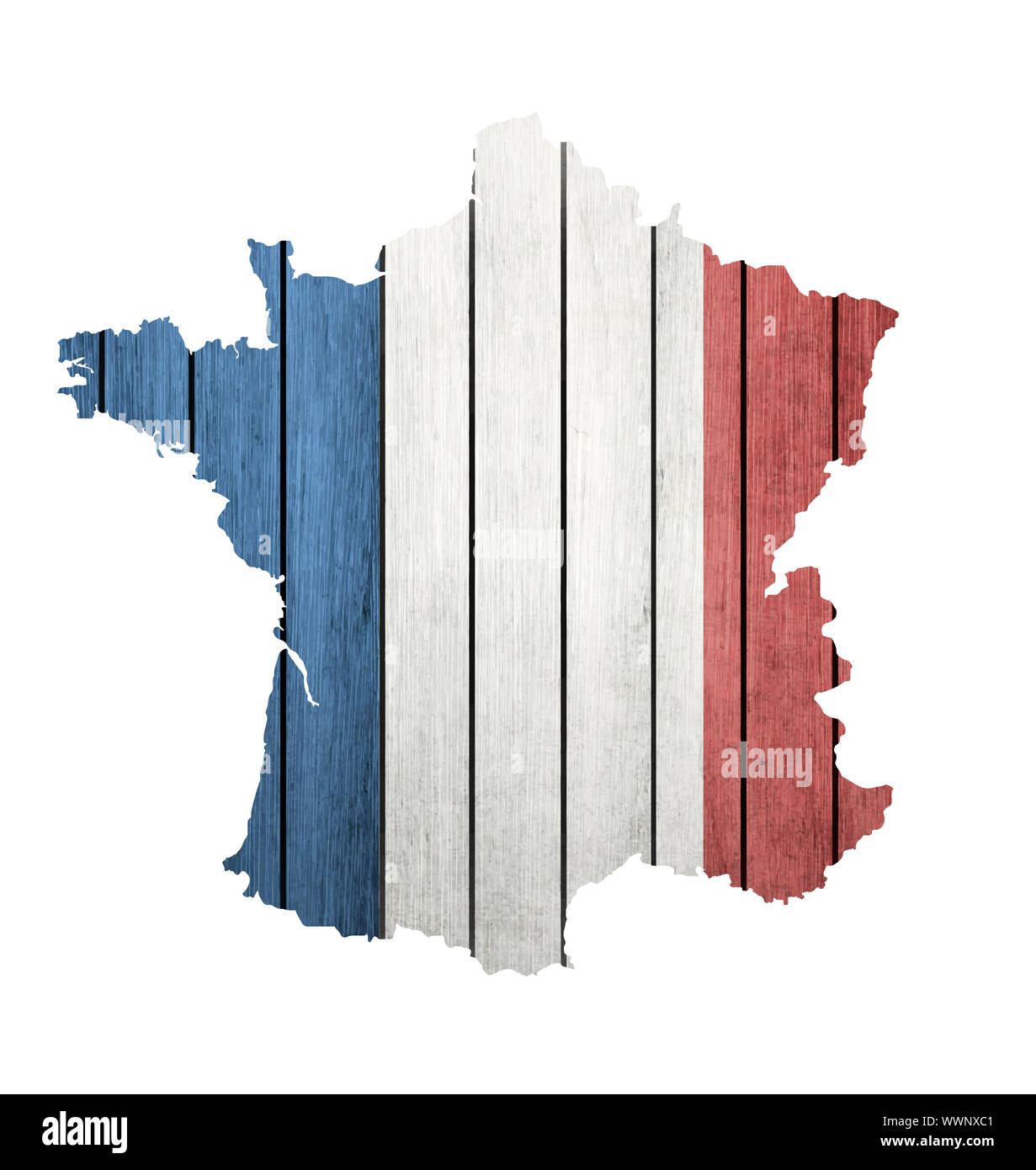 France Map With Wooden Flag Stock Photo - Alamy