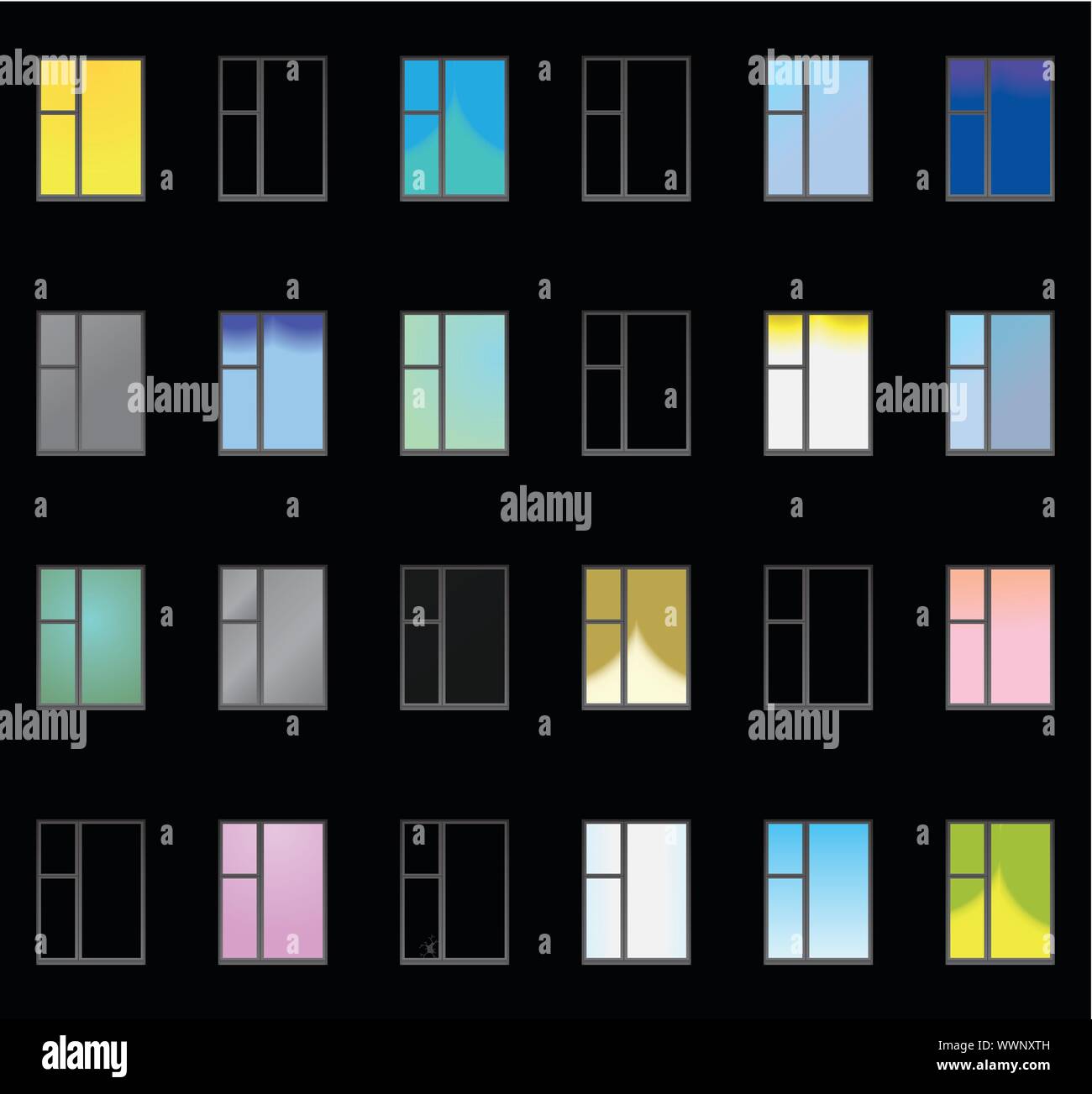 Skyscraper with lighted windows Stock Vector Images - Alamy