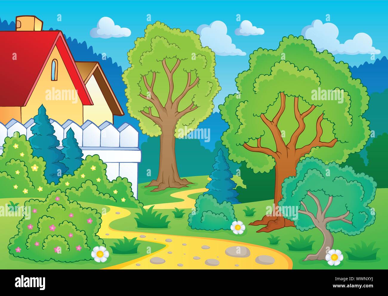 Tree theme landscape 3 Stock Vector Image & Art - Alamy