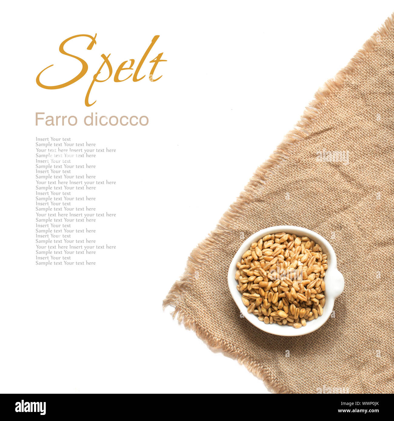 Raw Organic spelt grain in a bowl on a white background Stock Photo - Alamy