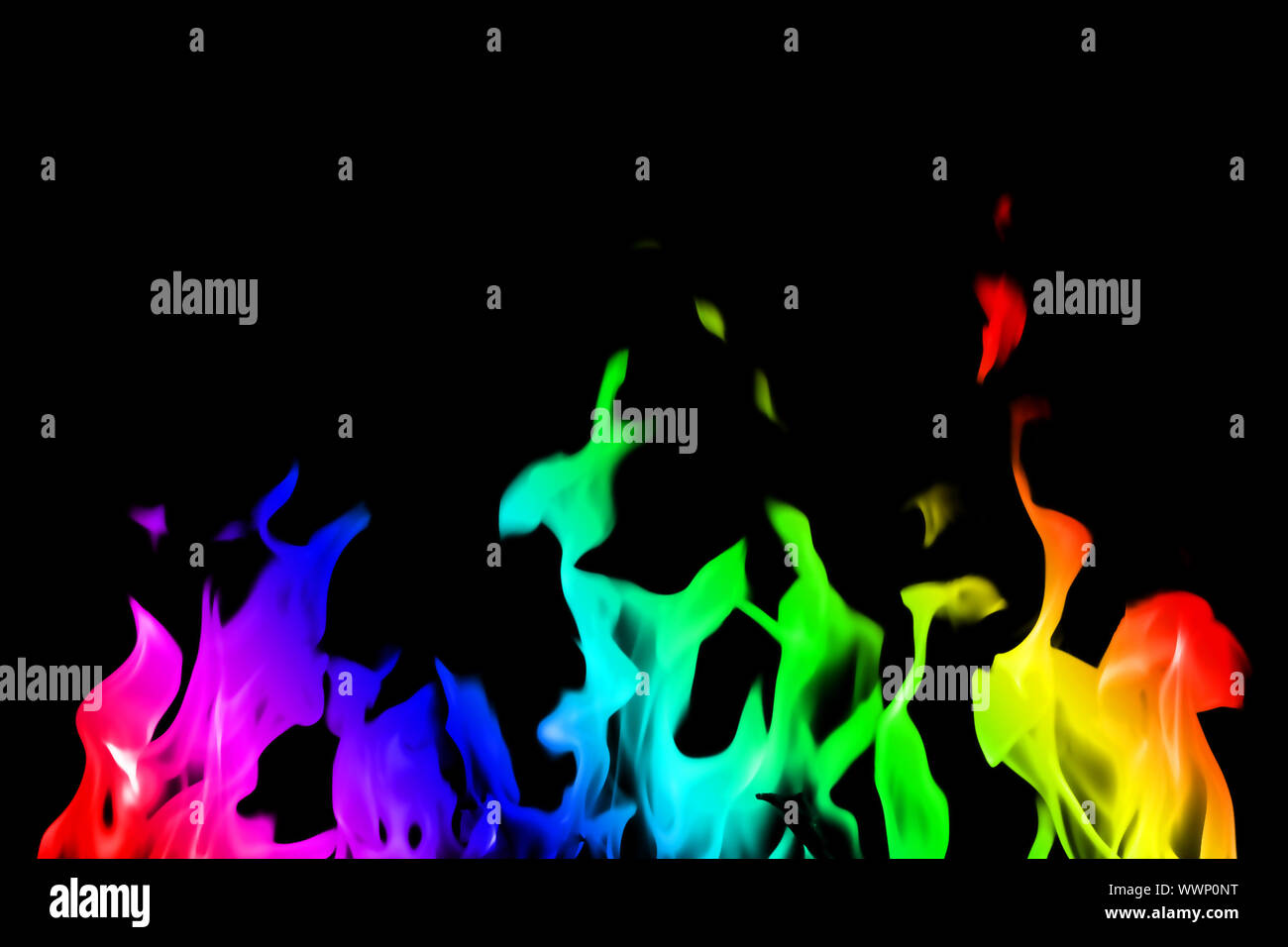 colored fire on black background Stock Photo - Alamy