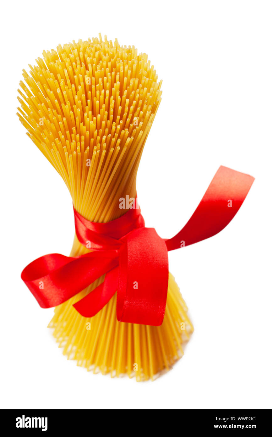 Bunch of spaghetti isolated over white background Stock Photo - Alamy