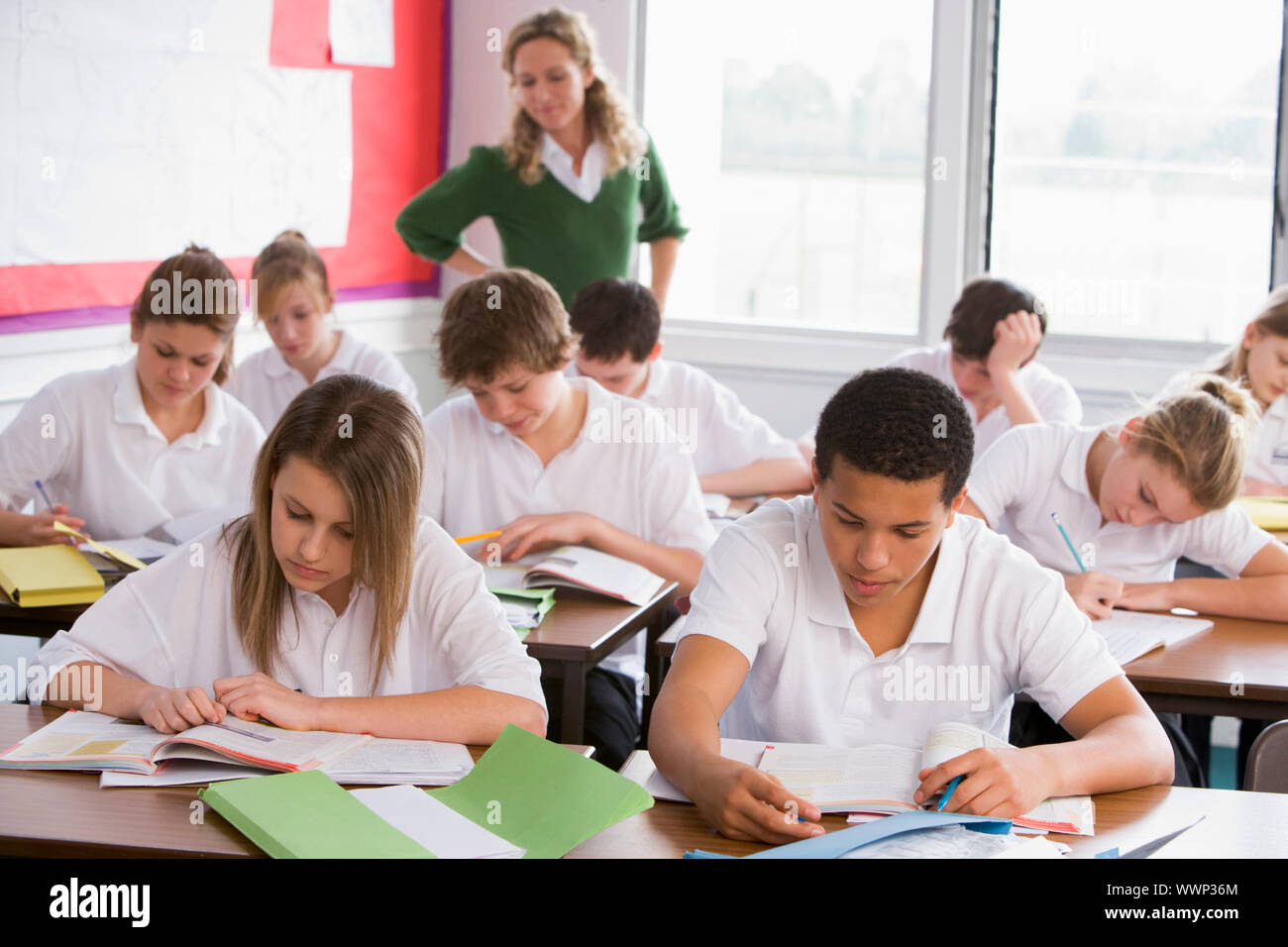 Secondary school students in a classroom Stock Photo - Alamy