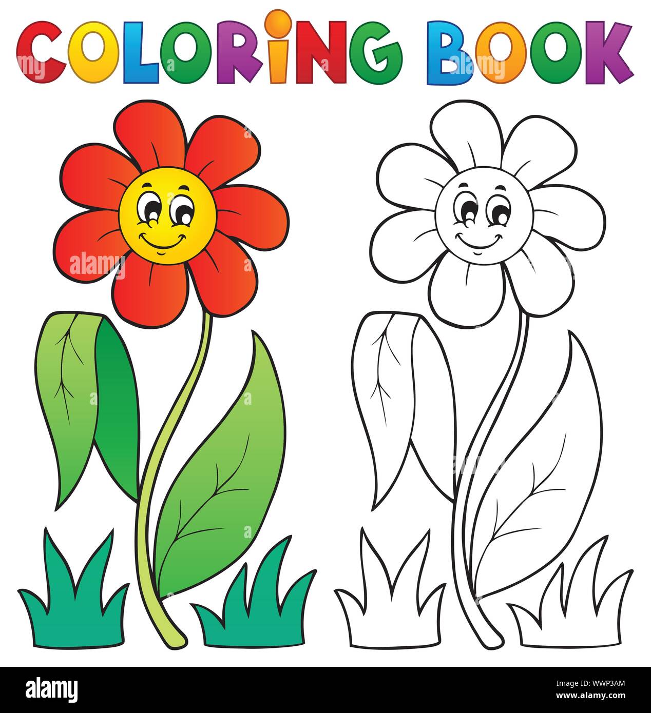 Coloring book with flower theme 3 Stock Vector Image & Art - Alamy