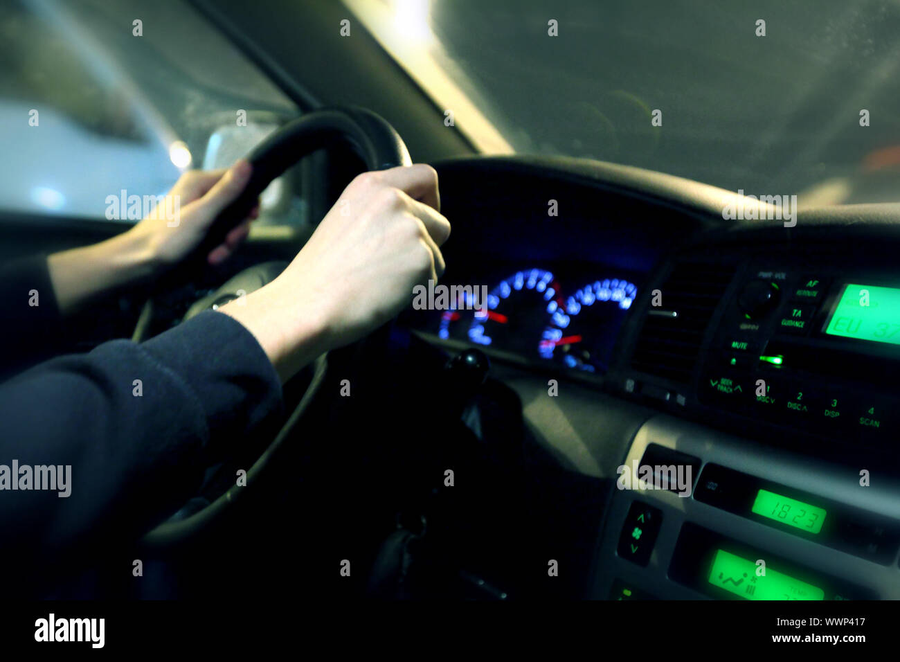 driver inside car night drive Stock Photo - Alamy