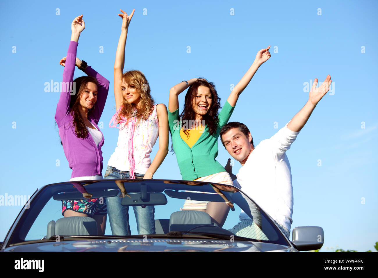 people group fun in cabriolet Stock Photo - Alamy