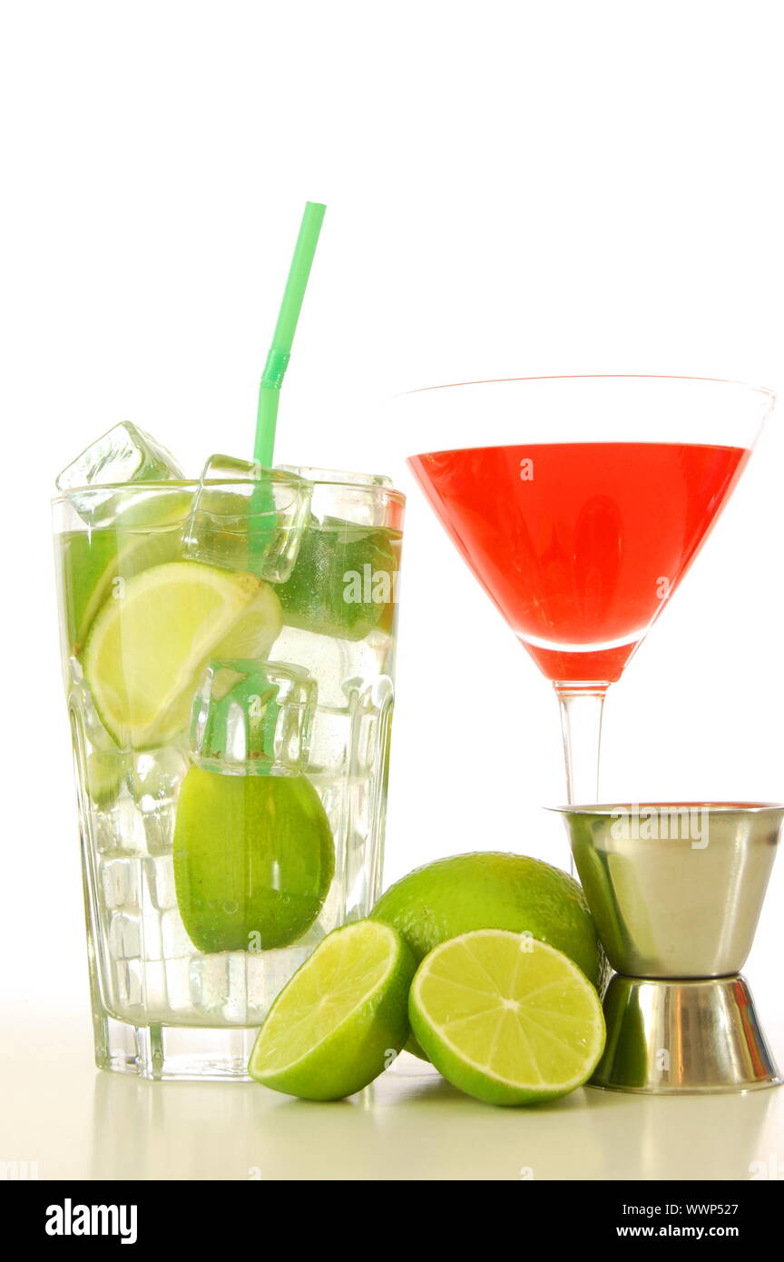 red and green alcoholic drinks on a party Stock Photo - Alamy