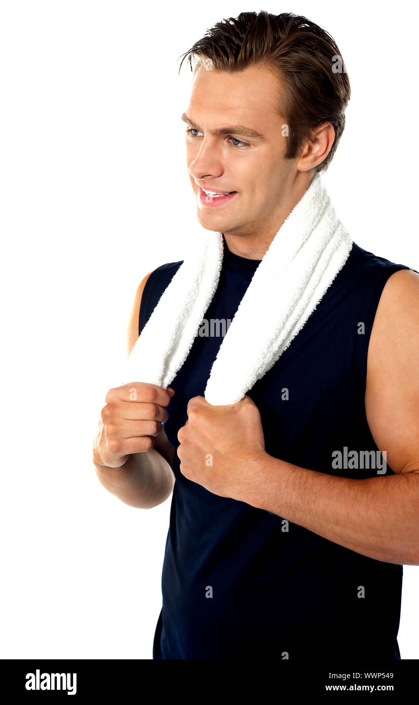Muscular man towel around neck hi-res stock photography and images - Alamy