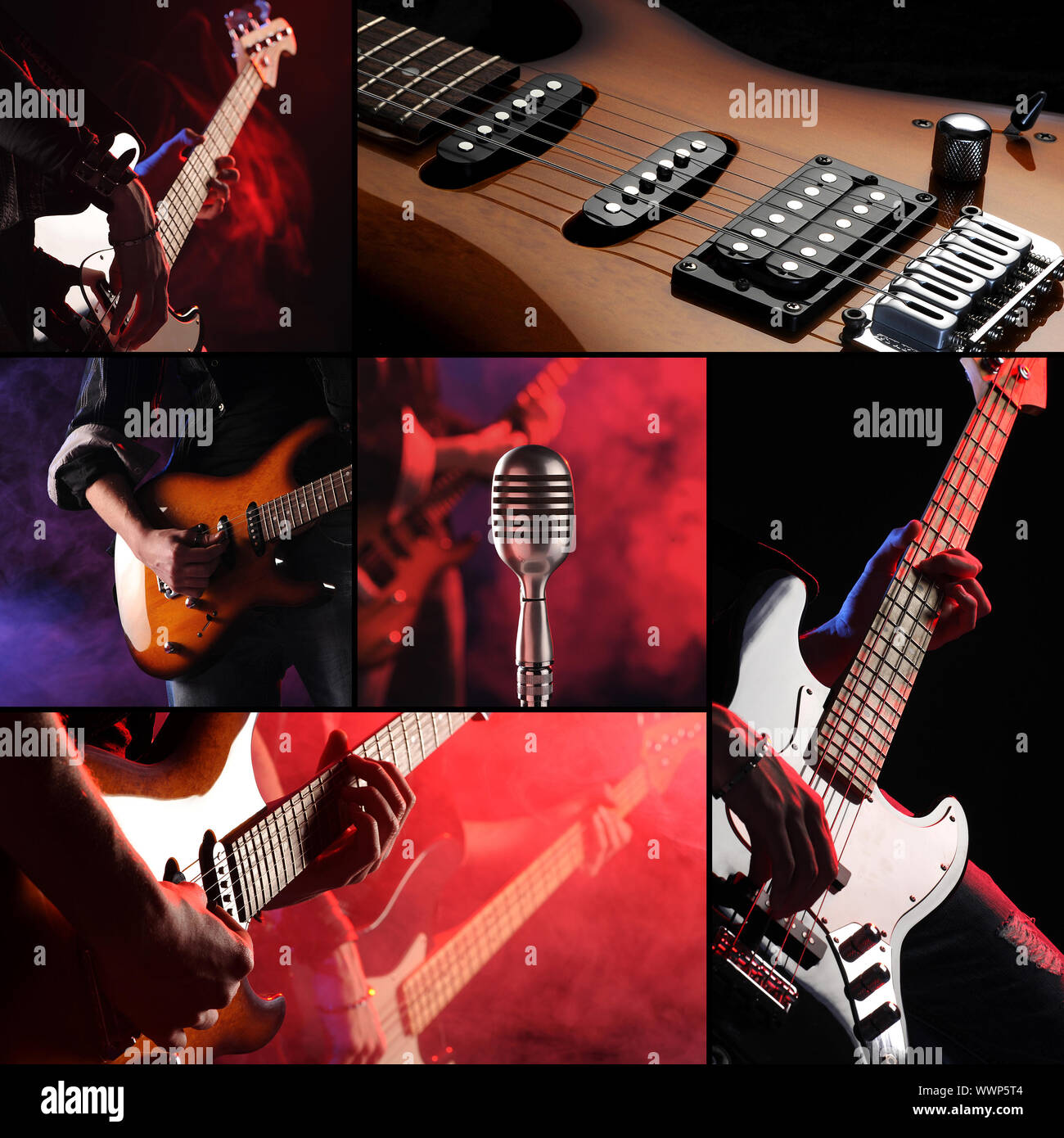 rock live concert collage Stock Photo - Alamy