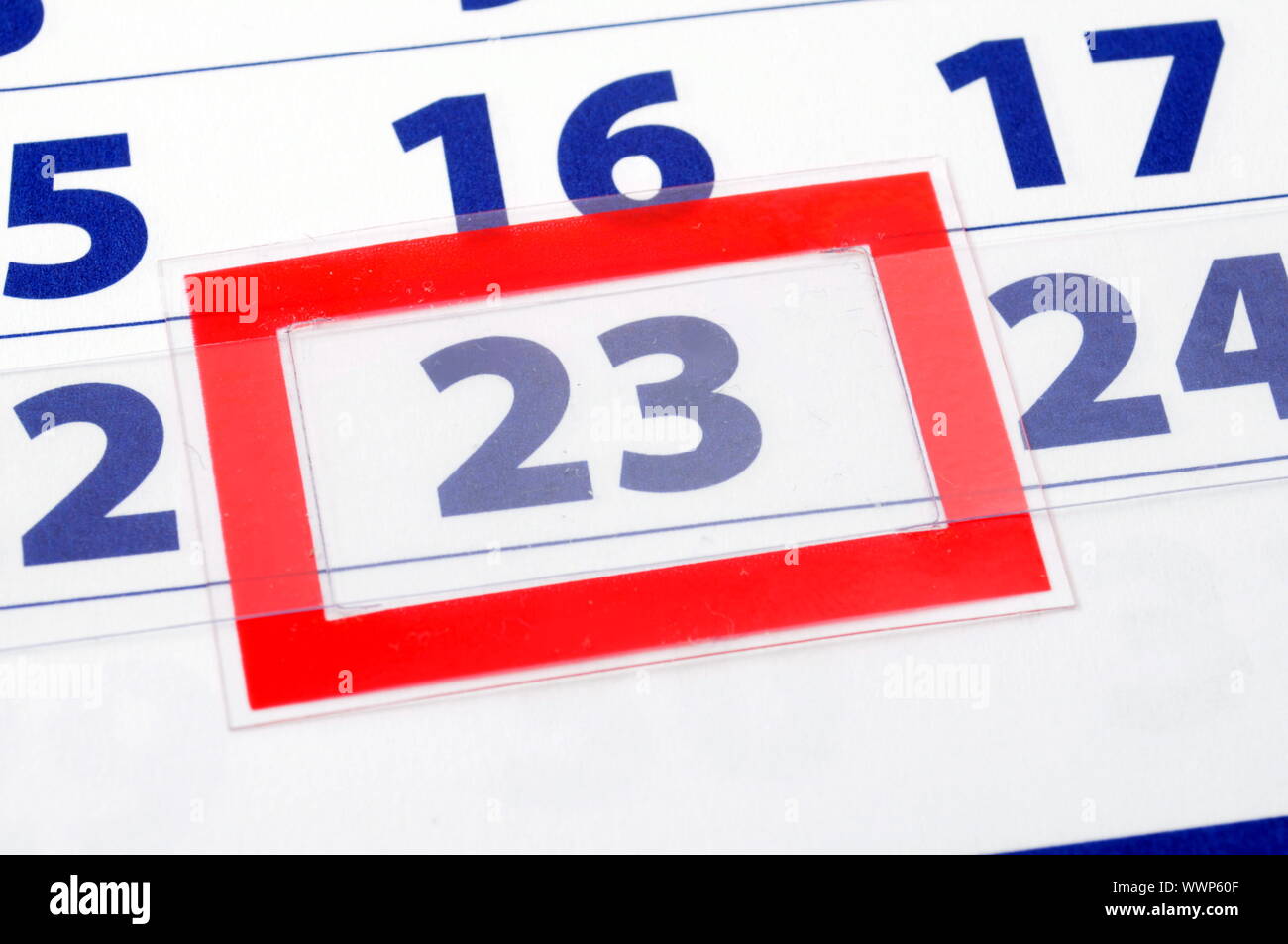date of today shown by calendar with red pointer Stock Photo - Alamy