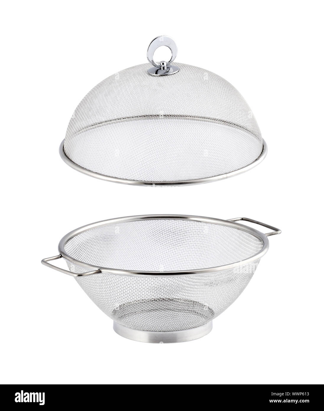 strainer of steel stainless, isolated on white background Stock Photo ...