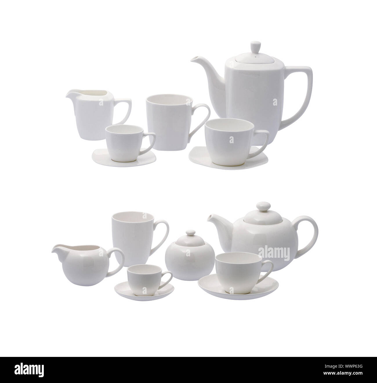 white porcelain tea set, isolated on white background Stock Photo - Alamy