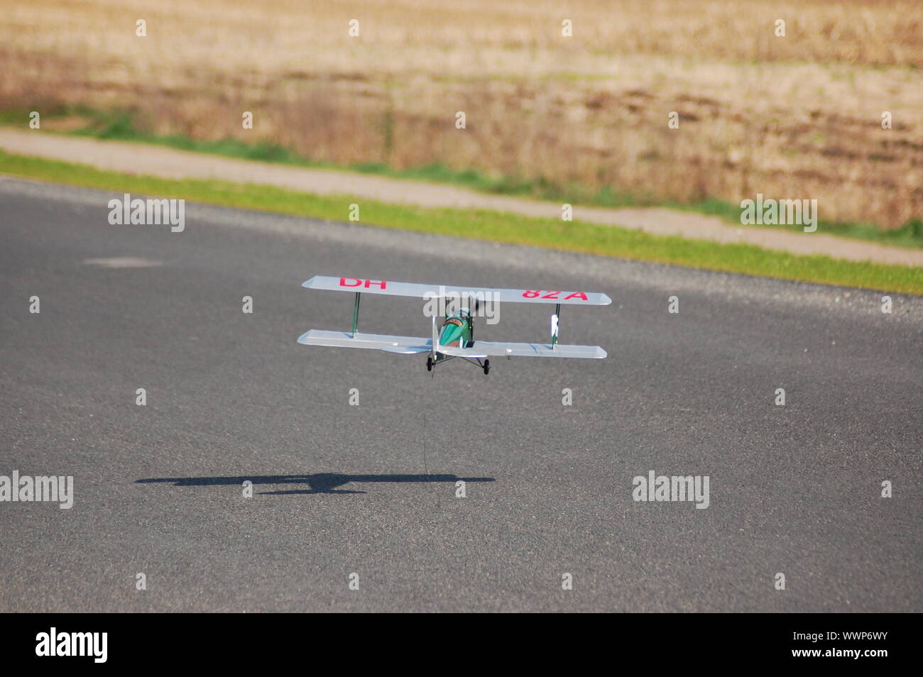 old vintage remote controlled model or toy biplane Stock Photo - Alamy