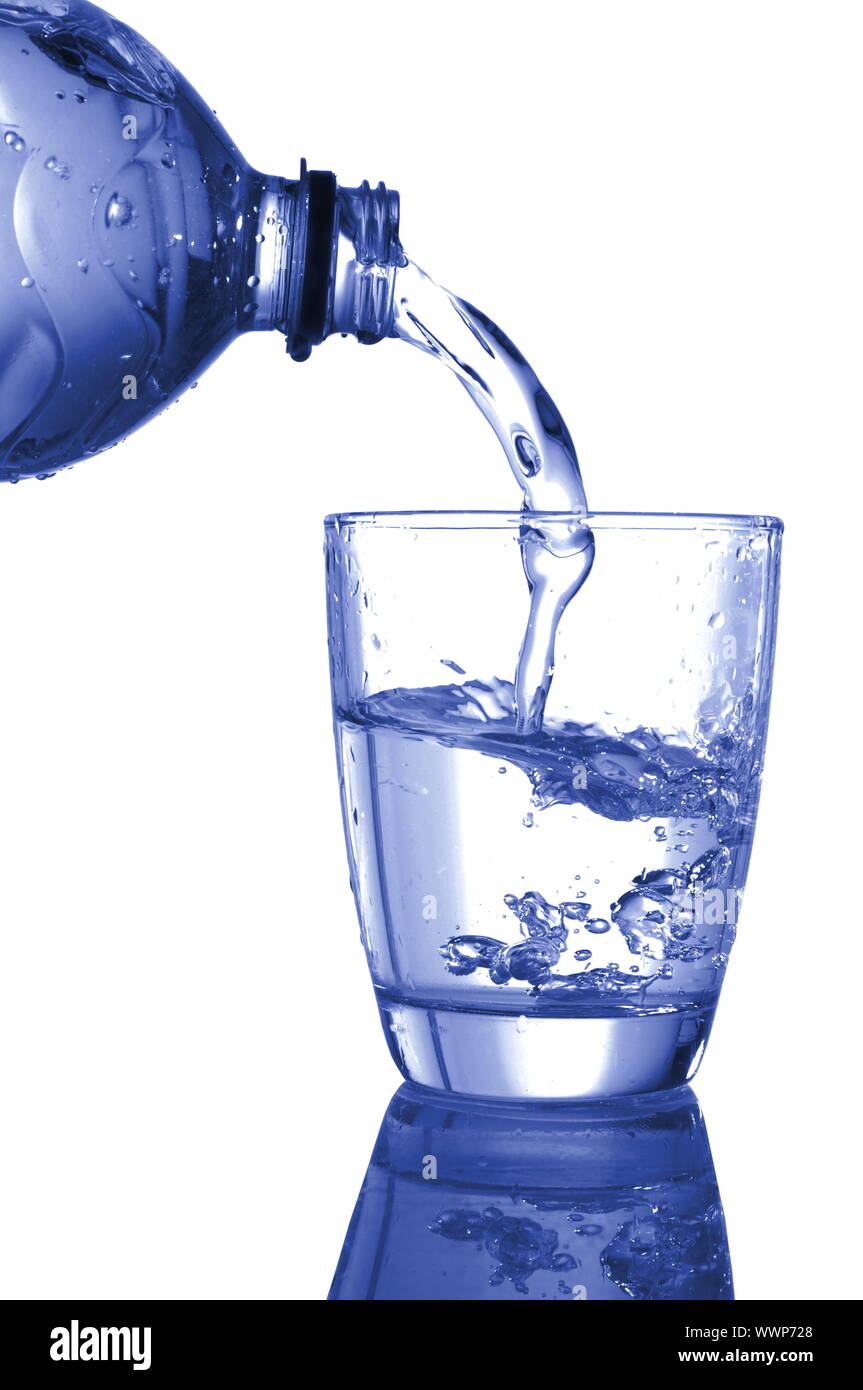 ice water pouring in transparent glass or cup Stock Photo - Alamy