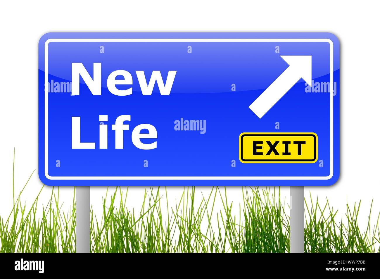 new life concept with road sign showing a change Stock Photo - Alamy