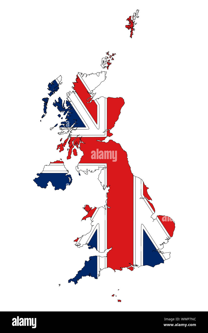UK map with flag vector illustration or United kingdom flag map ...