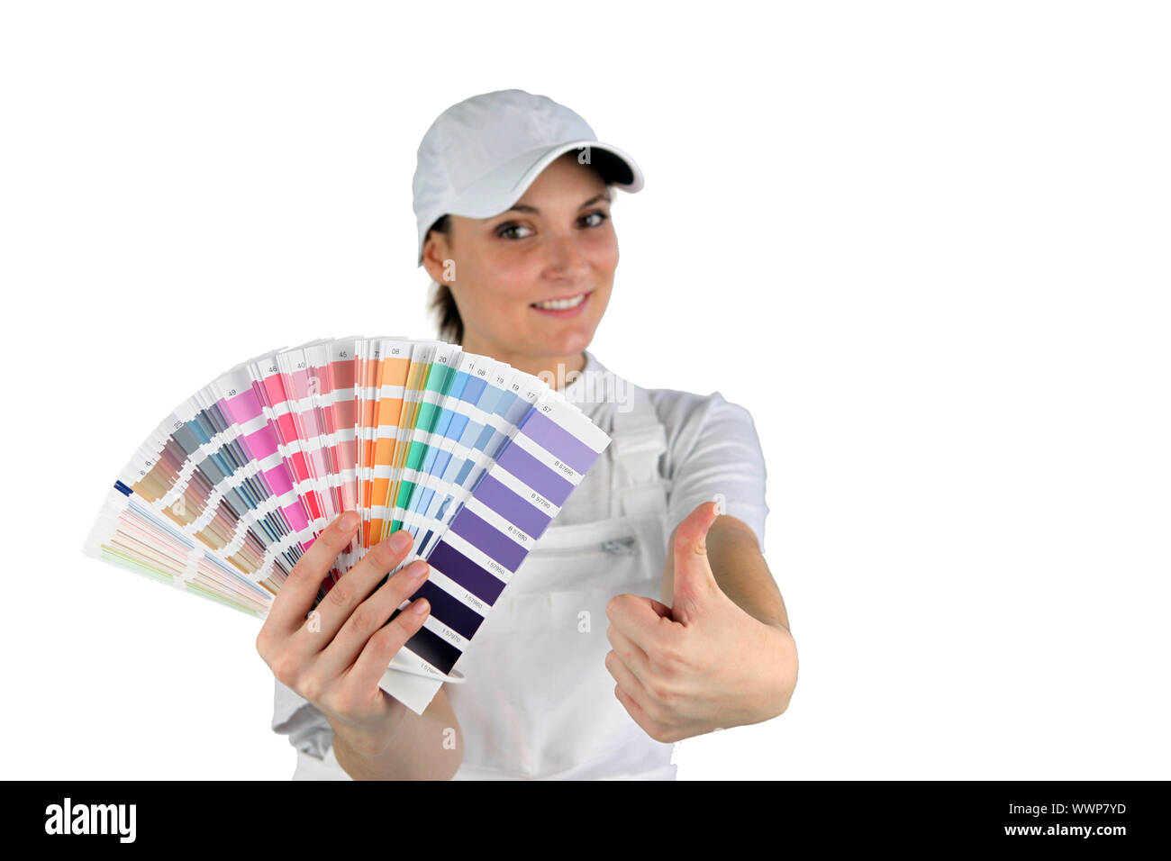 Woman with a color chart Stock Photo - Alamy