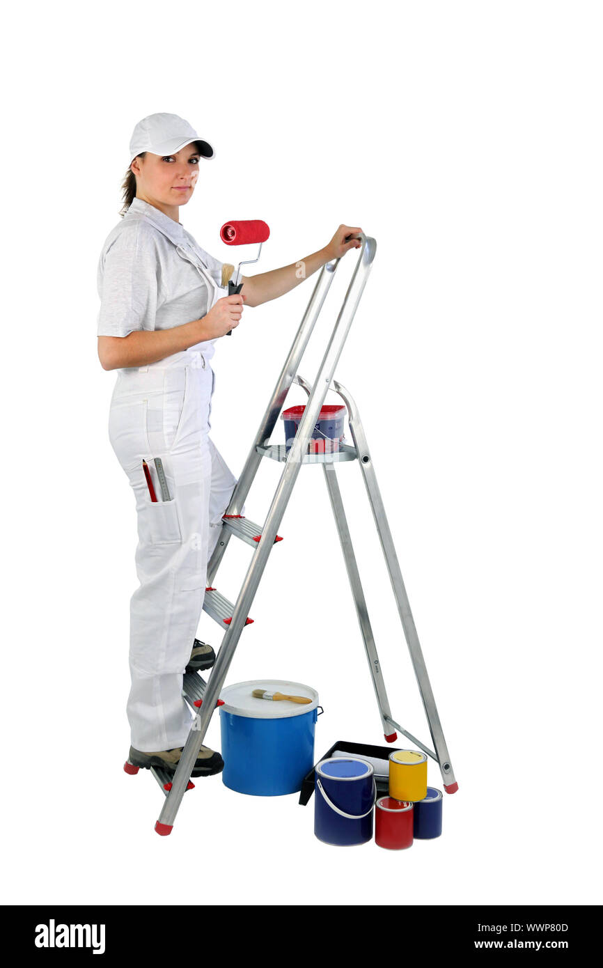 Female painting interior painter house Cut Out Stock Images & Pictures ...