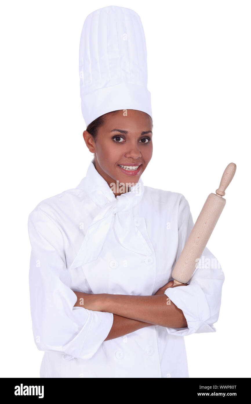 Cook with roller pin Stock Photo - Alamy