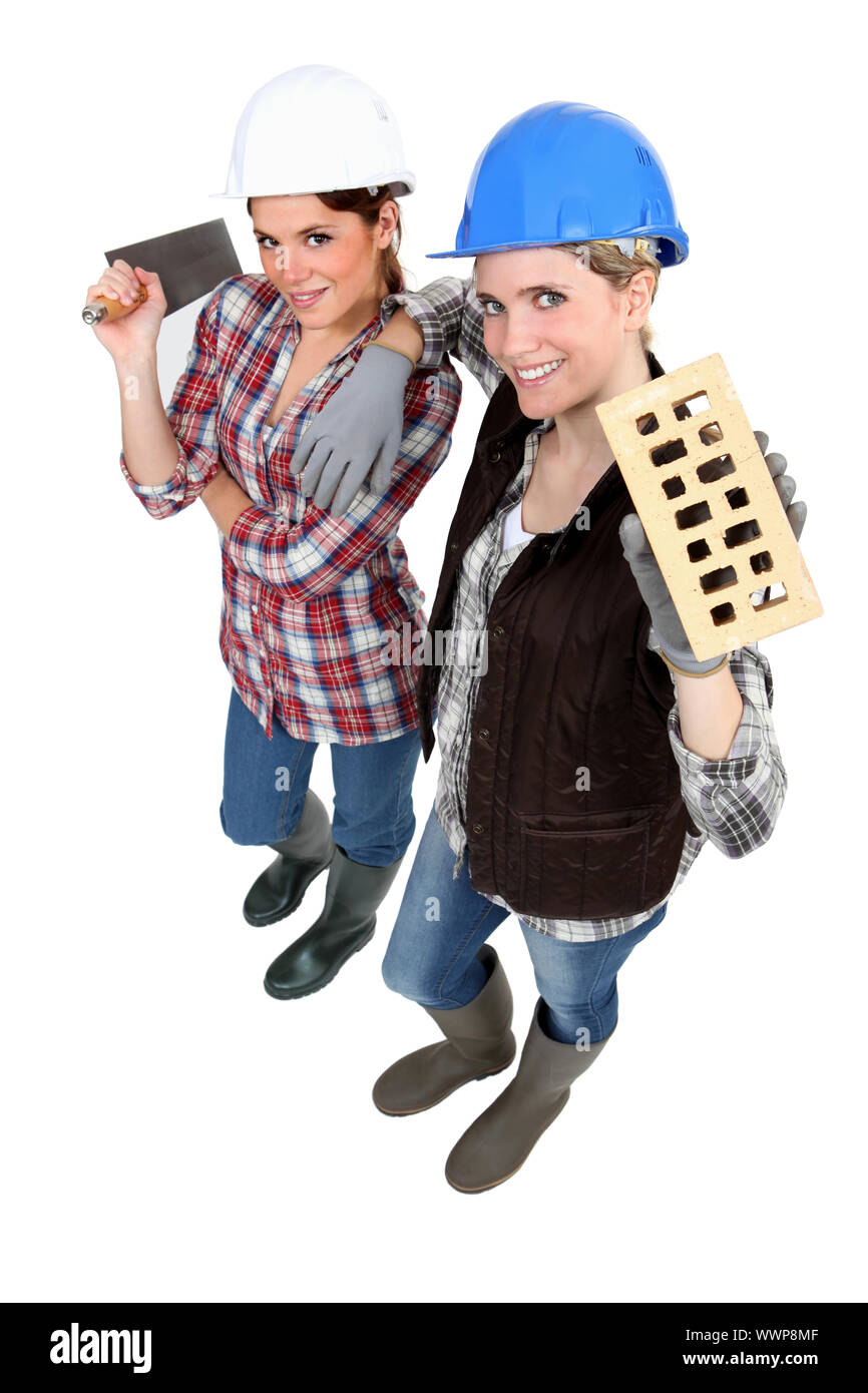 Female bricklaying team Stock Photo - Alamy