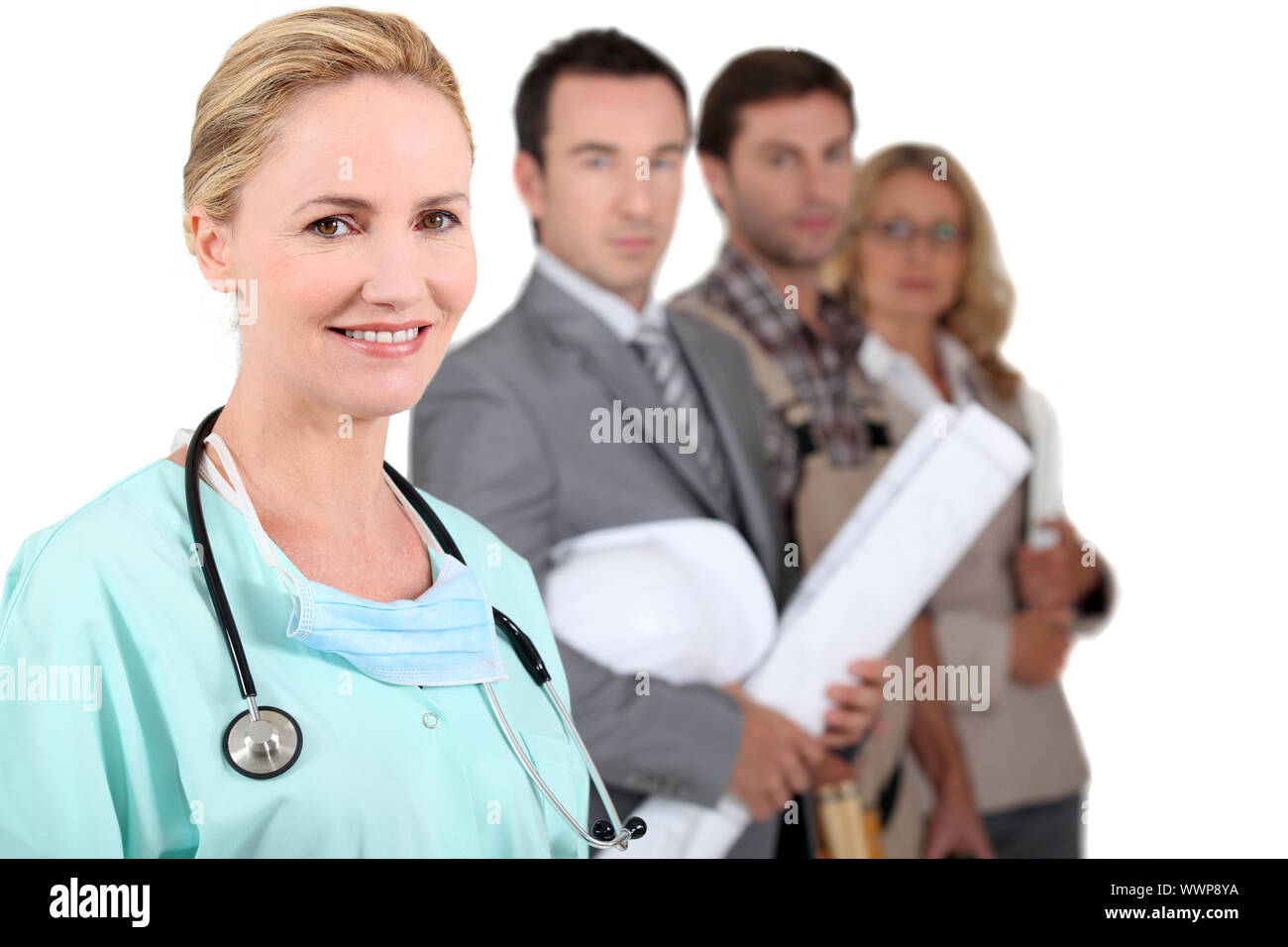 four professionals from different backgrounds Stock Photo - Alamy