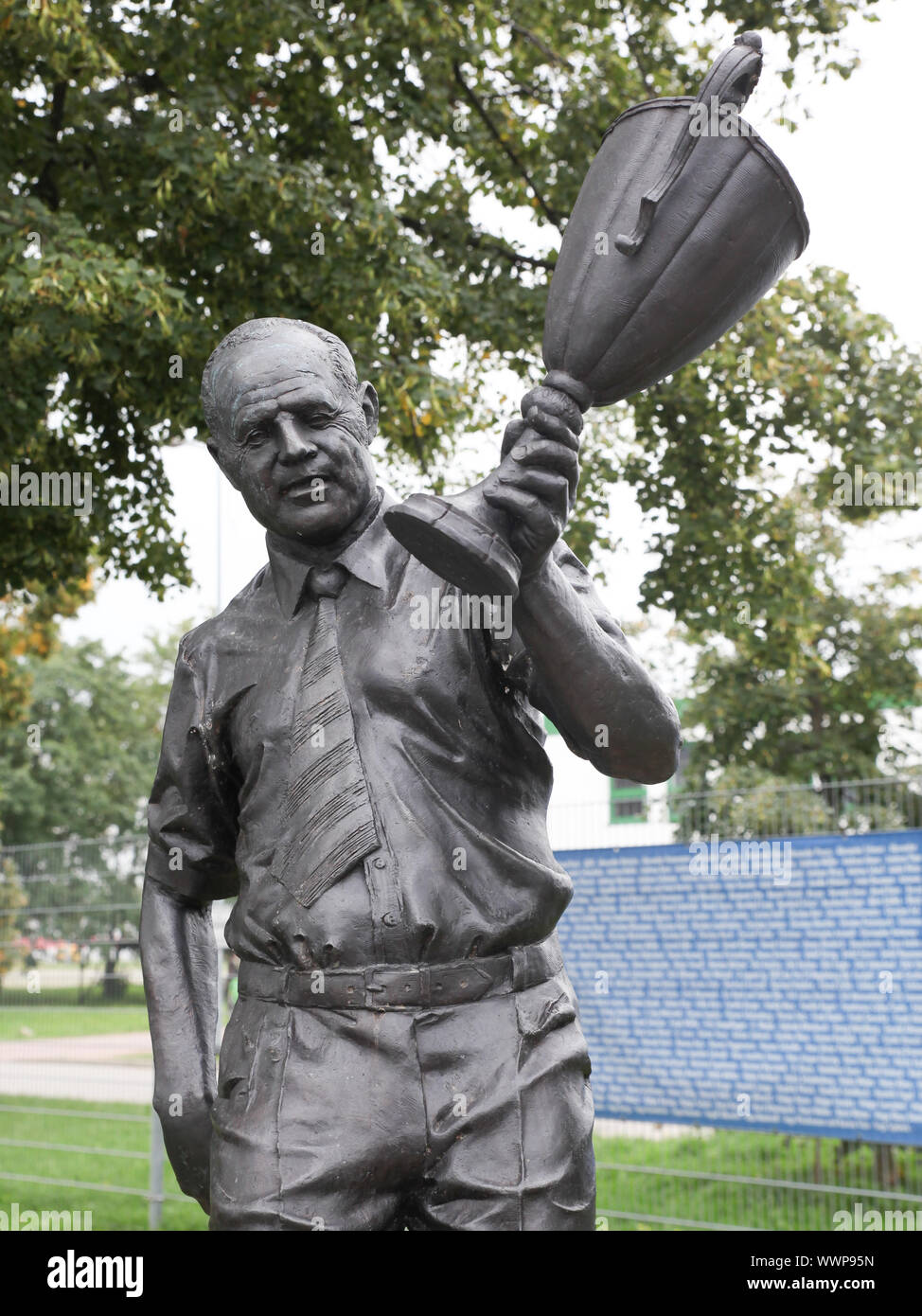 Heinz Krügel Memorial in front of the football stadium MDCC-Arena ...