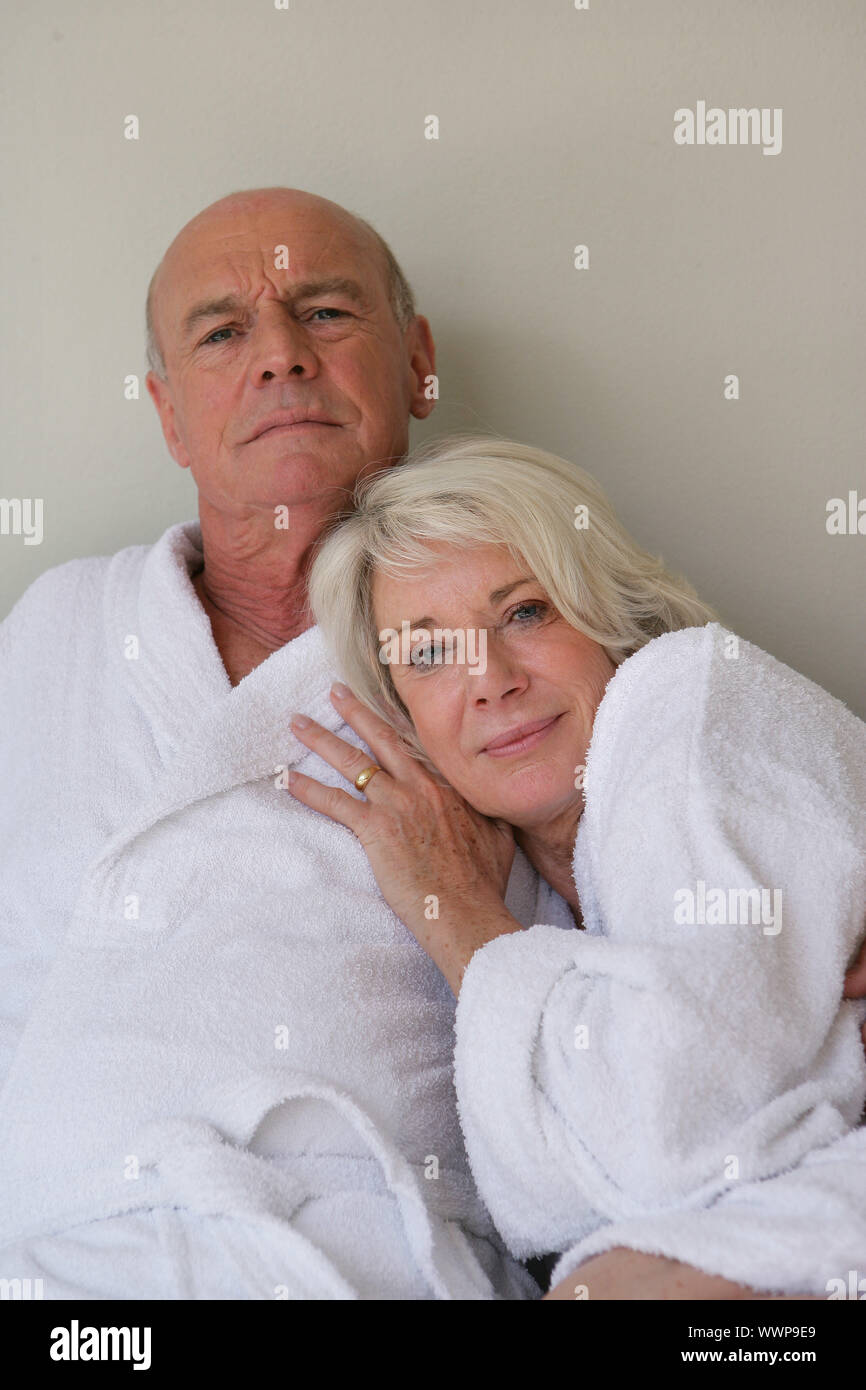 Bathing robe senior hi-res stock photography and images - Alamy