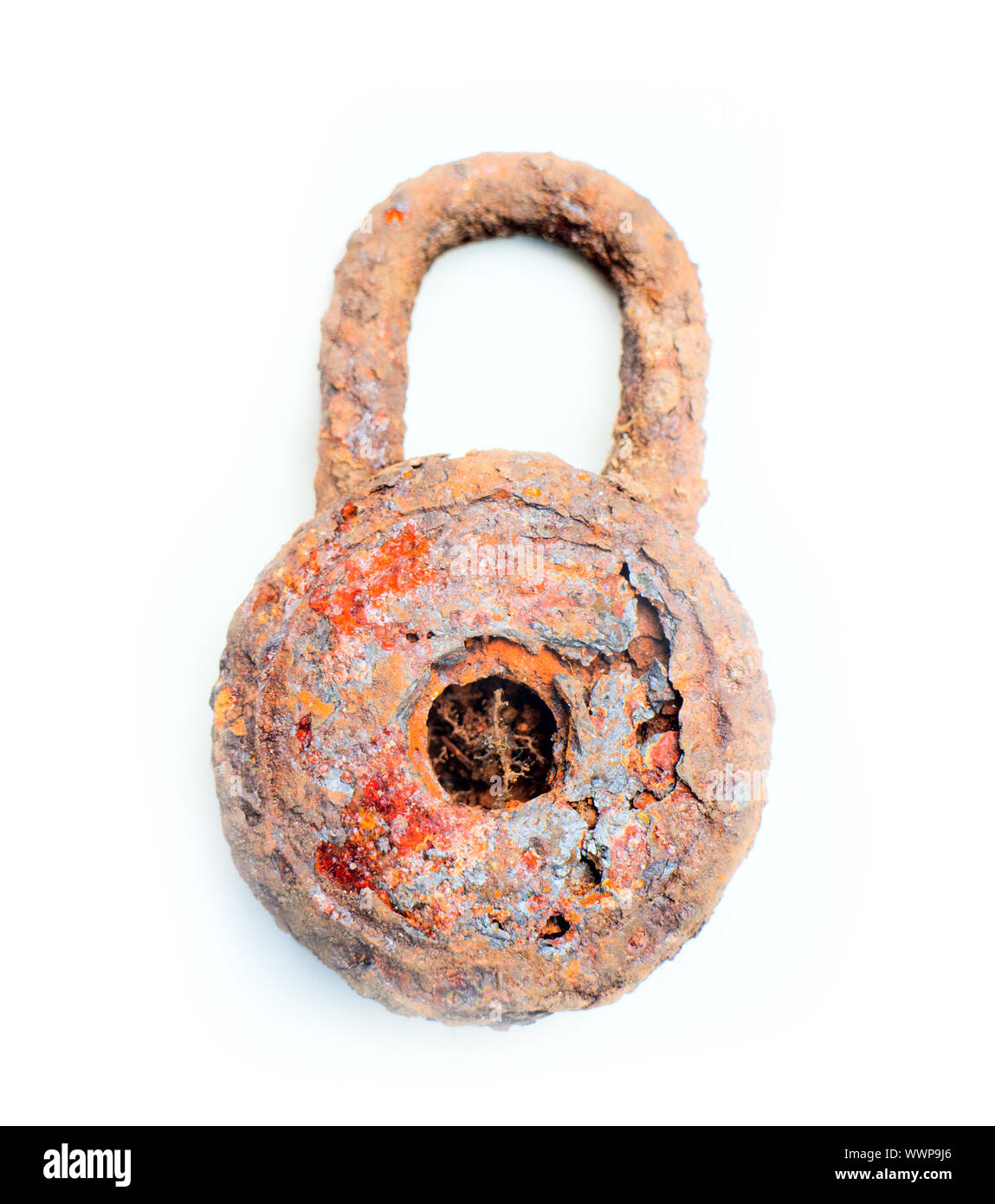 rusty old door lock cut out on white Stock Photo - Alamy