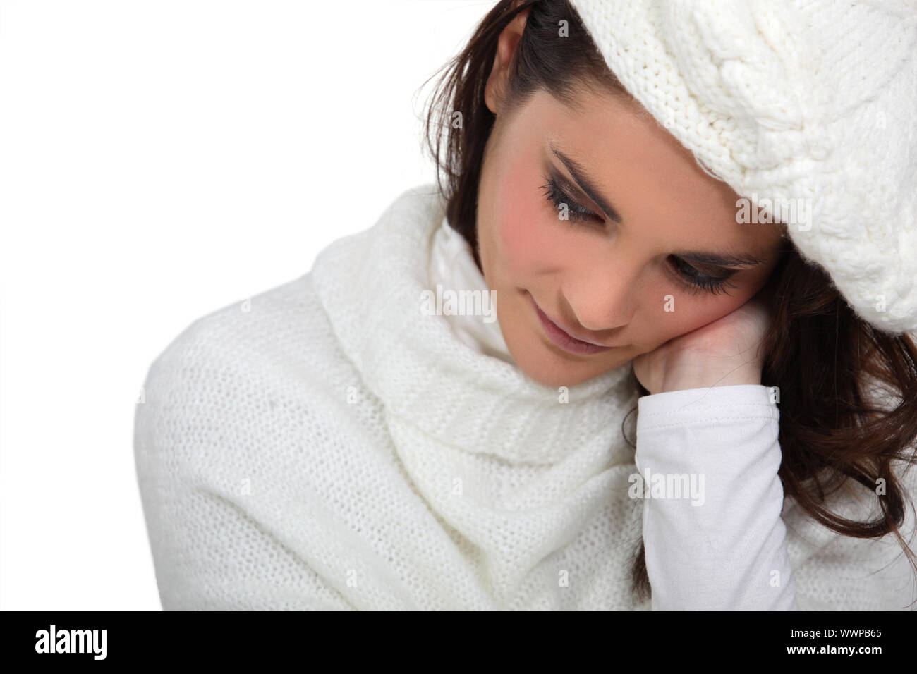 Woman coy shy expression hi-res stock photography and images - Alamy