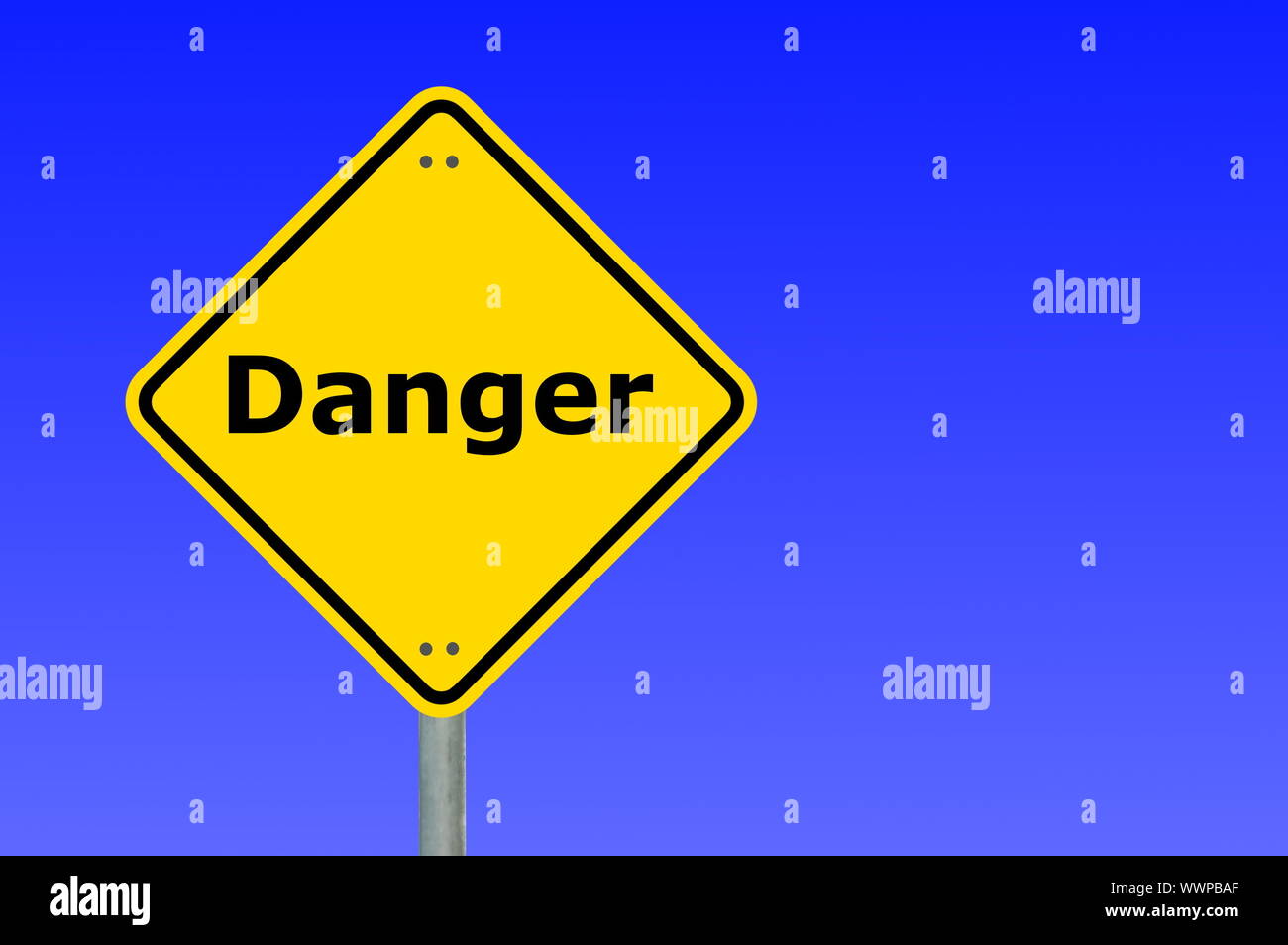 danger written on a yellow road warning sign Stock Photo - Alamy