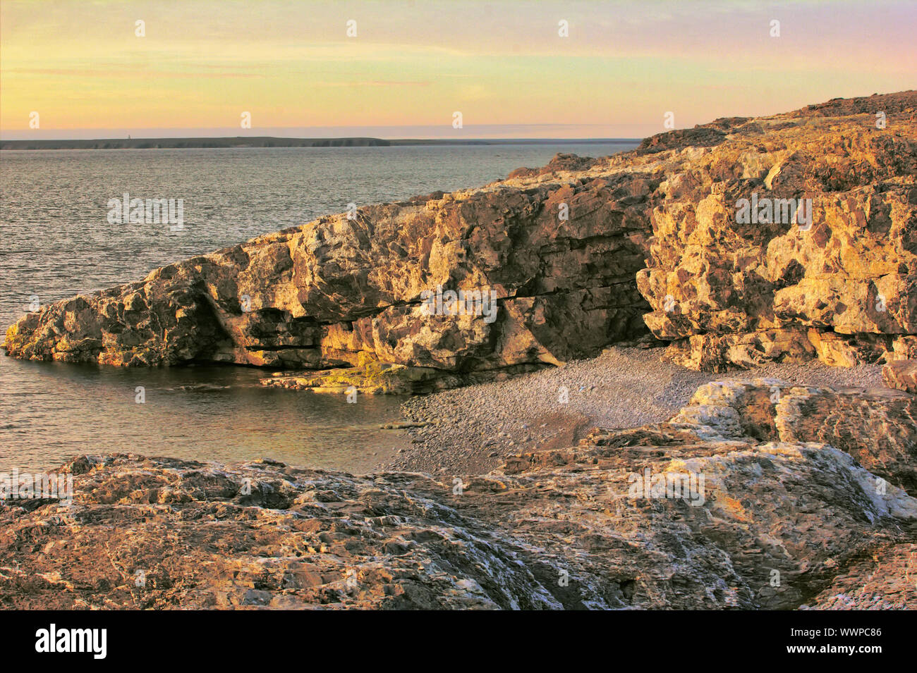 Beautiful cape in strait between islands of the Arctic Stock Photo - Alamy