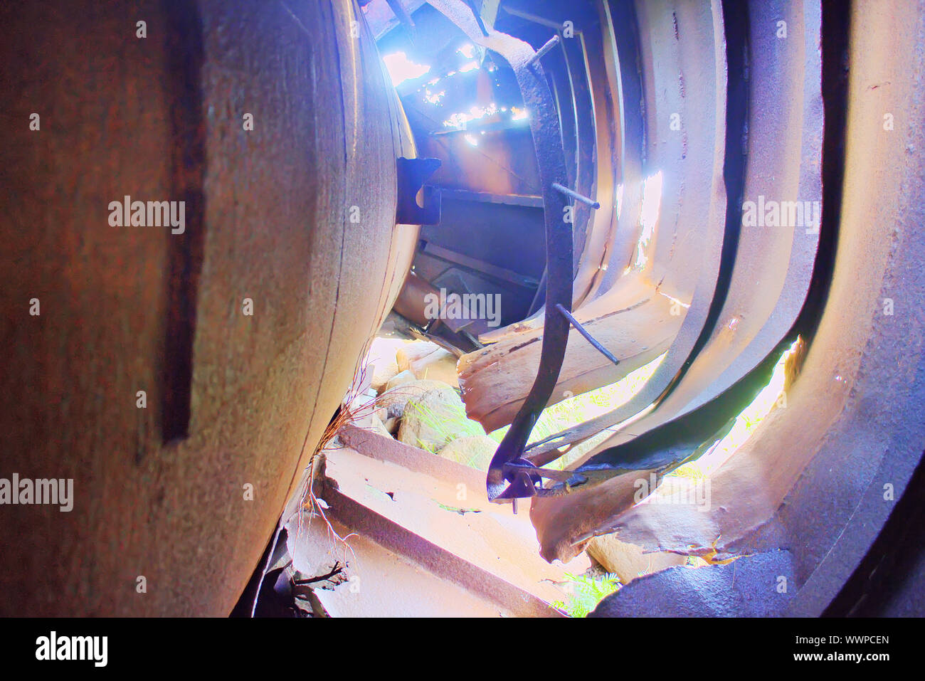 shipwreck from inside body on shore Stock Photo - Alamy