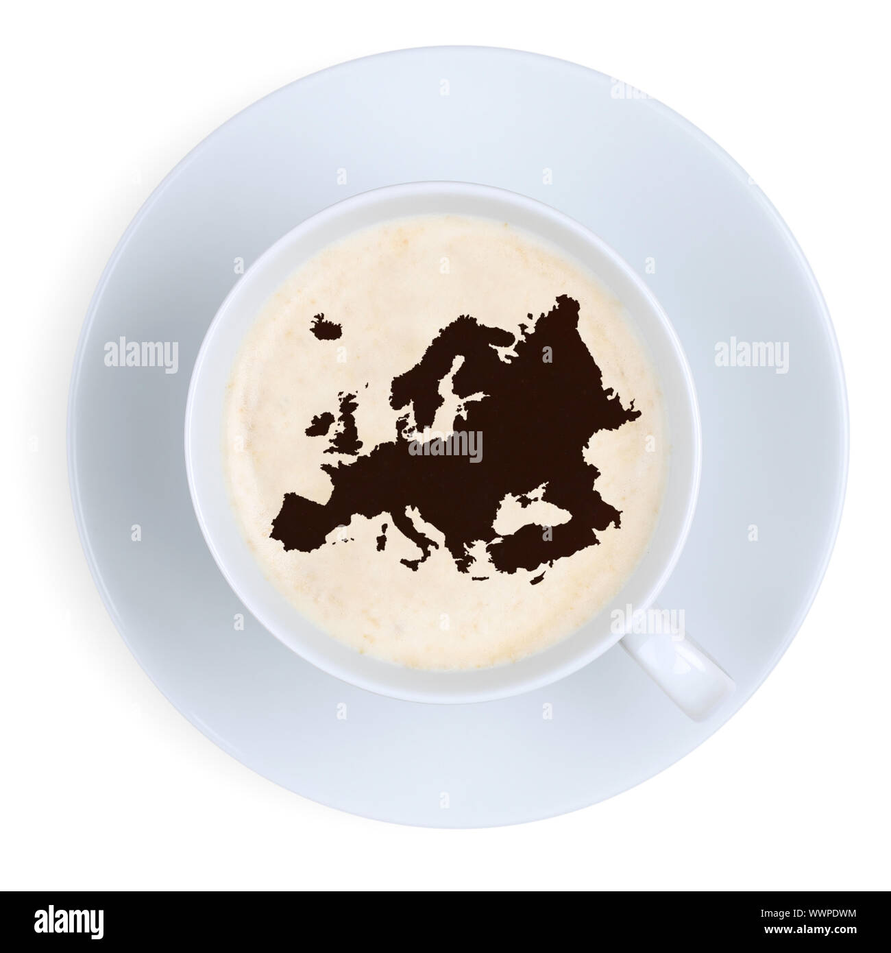 Coffee Europe Map Coffee Break in Cup Coffee Cup Stock Photo - Alamy