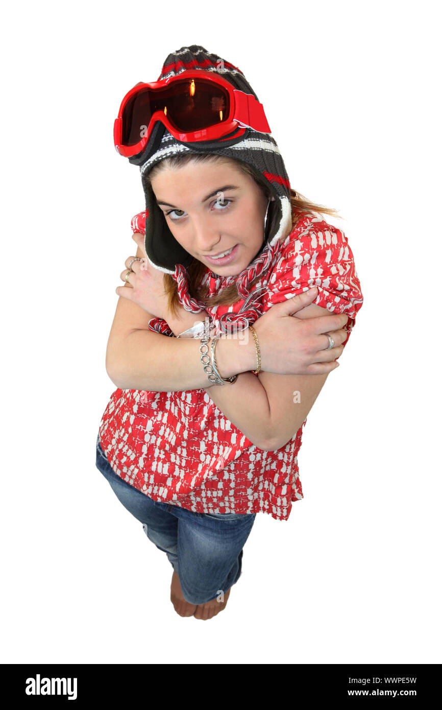 Face winter hat woman Cut Out Stock Images & Pictures - Alamy