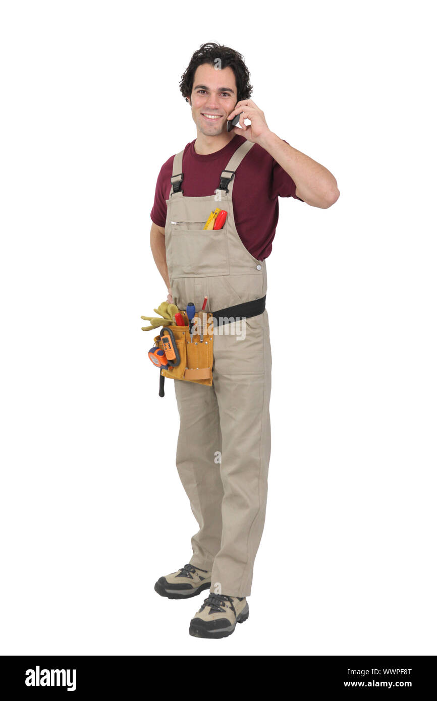 Male contractor talking on Cut Out Stock Images & Pictures - Alamy