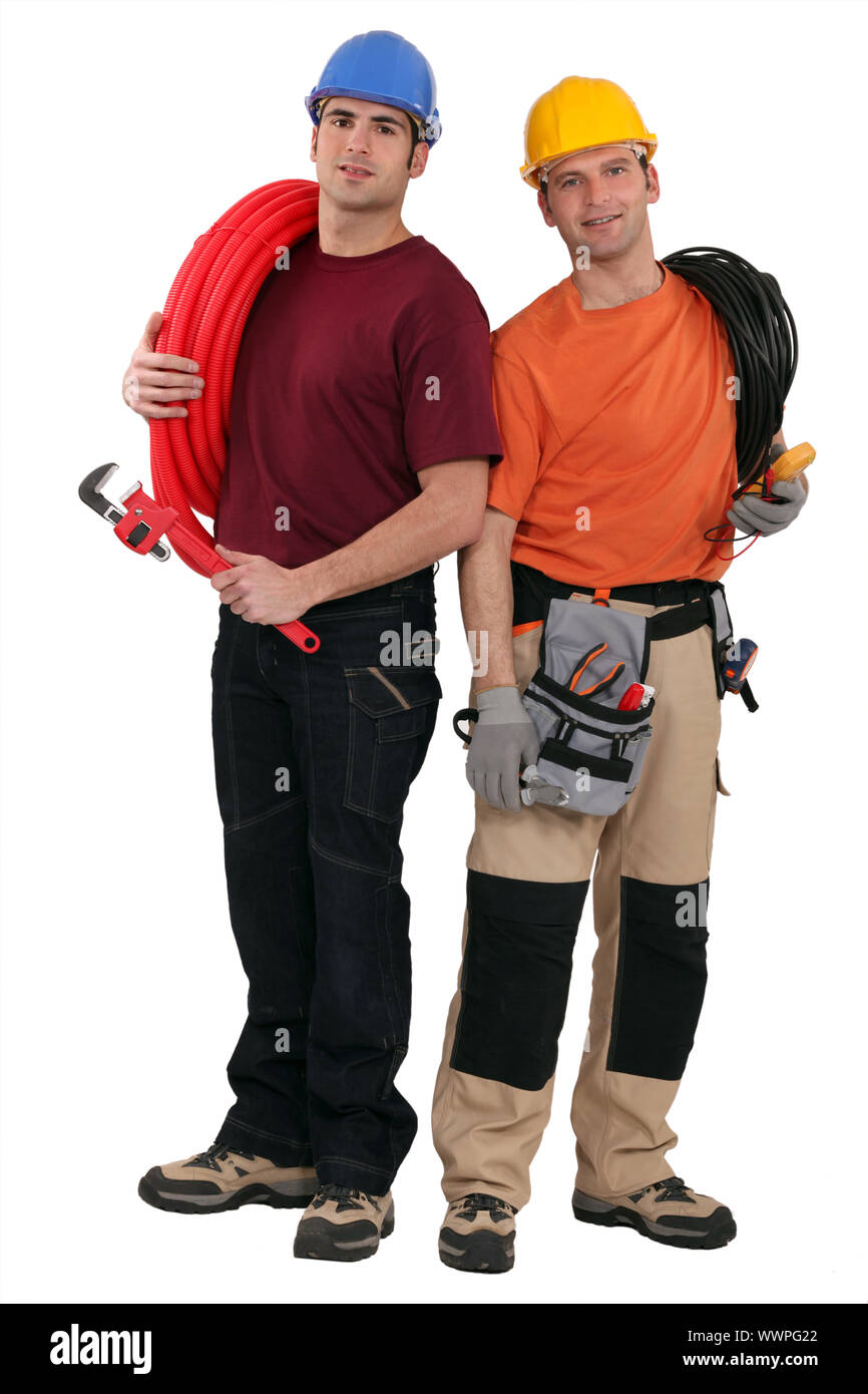 Two men power tools hi-res stock photography and images - Alamy