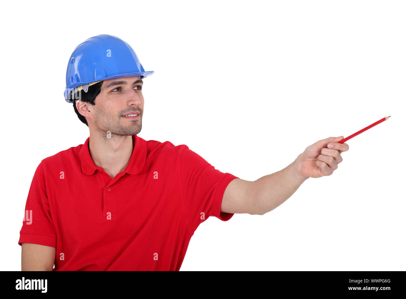 Architect pointing with pencil Stock Photo - Alamy