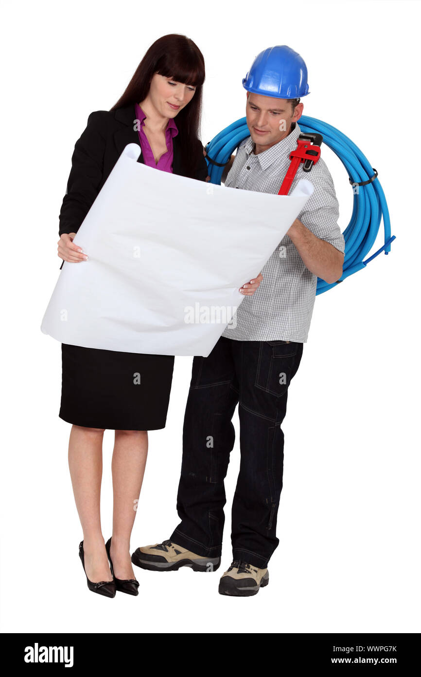 Explaining female office worker Cut Out Stock Images & Pictures - Alamy