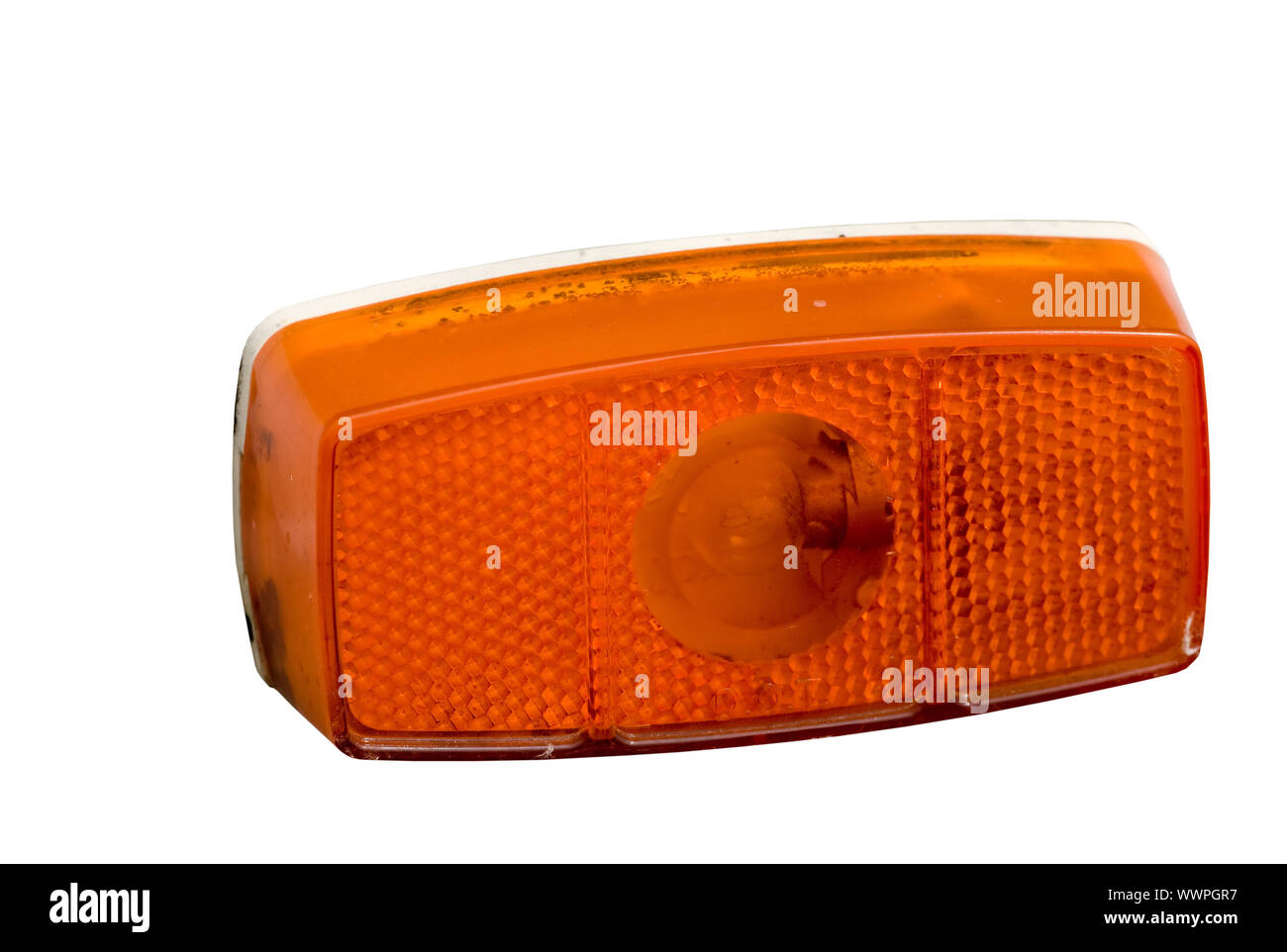 An orange blinker light isolated on white Stock Photo - Alamy