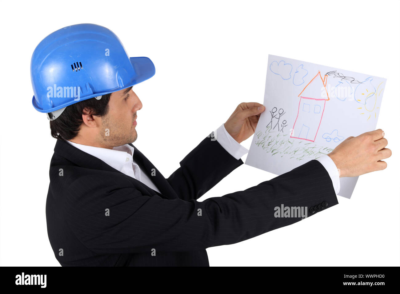 An engineer looking at a child's drawing Stock Photo - Alamy