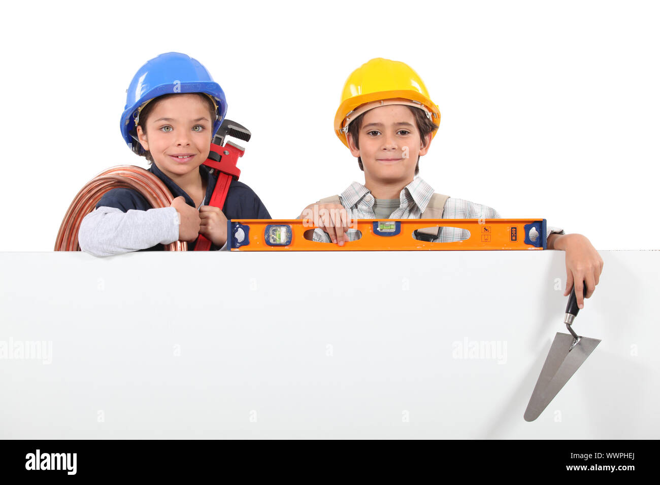 Kids dressed as construction workers Stock Photo - Alamy