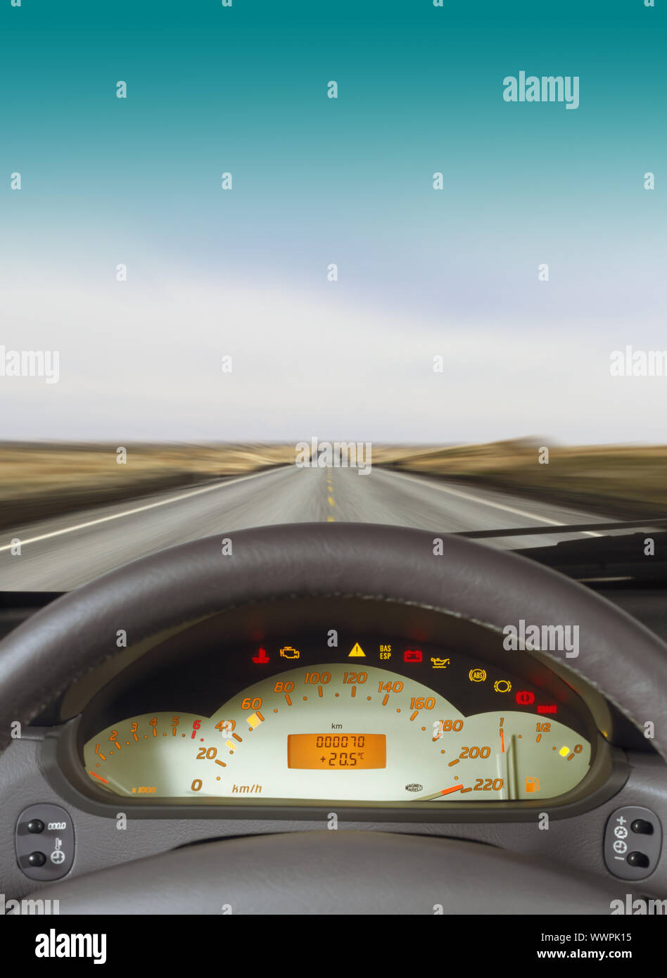 Wheel and dashboard of a car Stock Photo - Alamy