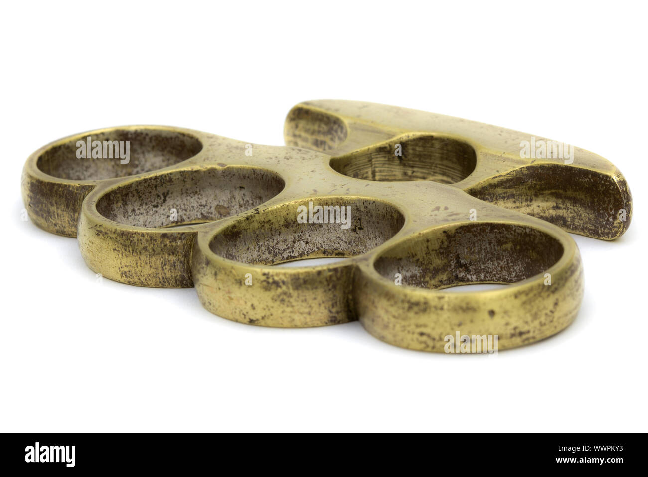 Brass knuckle-duster, weapon for hand, isolated on white background ...