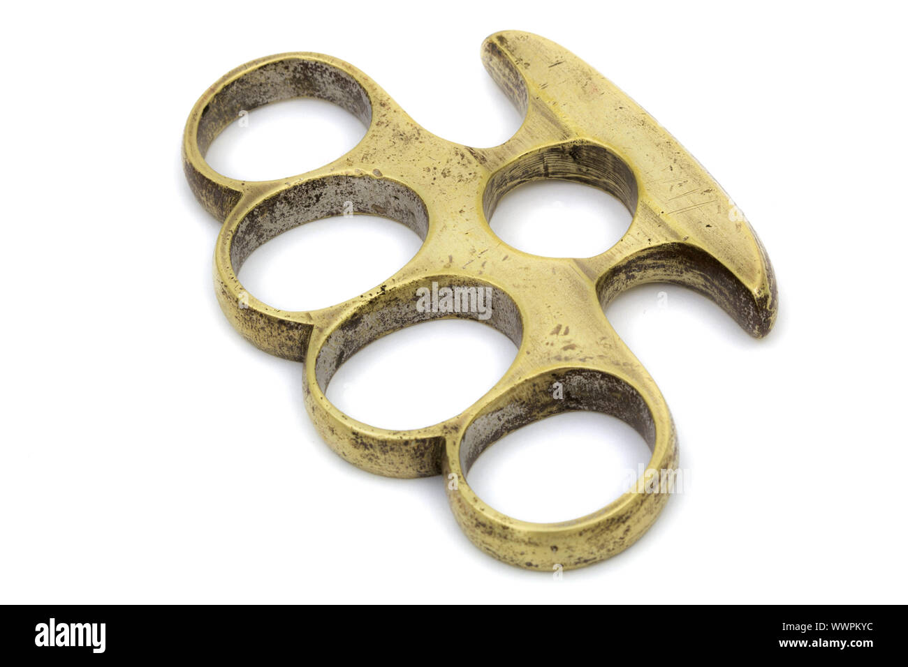 Brass knuckle-duster, weapon for hand, isolated on white background ...