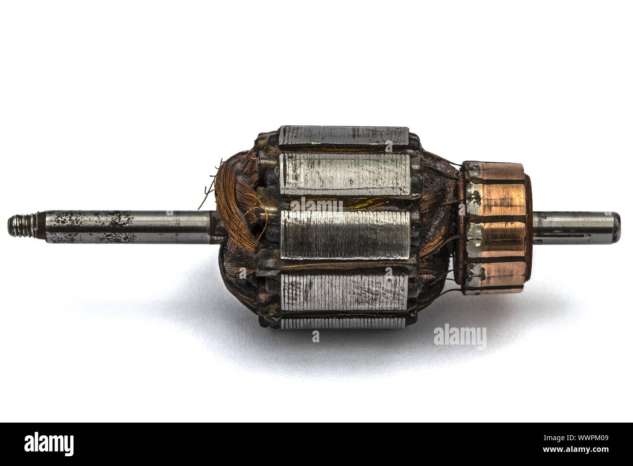 Old damaged rotor of electric motor, isolated on white background Stock ...