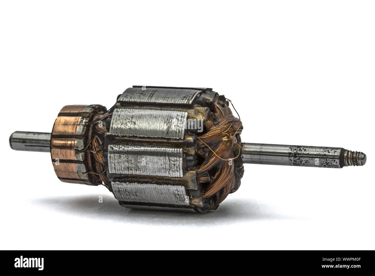 Old damaged rotor of electric motor, isolated on white background Stock ...