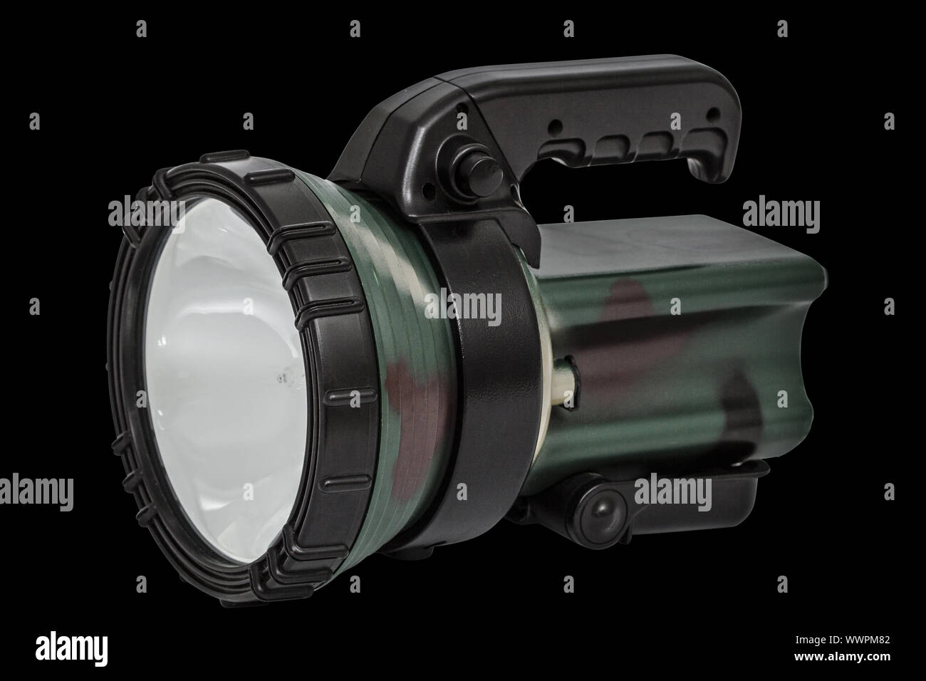 Electric torch, isolated on black background, with clipping path Stock ...